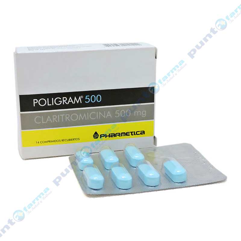 Poligram 500 Claritromicina 500mg - Caja de 14 comprimidos | Punto Farma