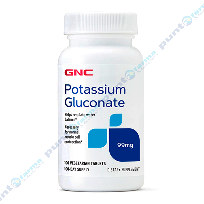 Potassium Gluconate 99 mg GNC - Frasco de 100 cápsulas | Punto Farma