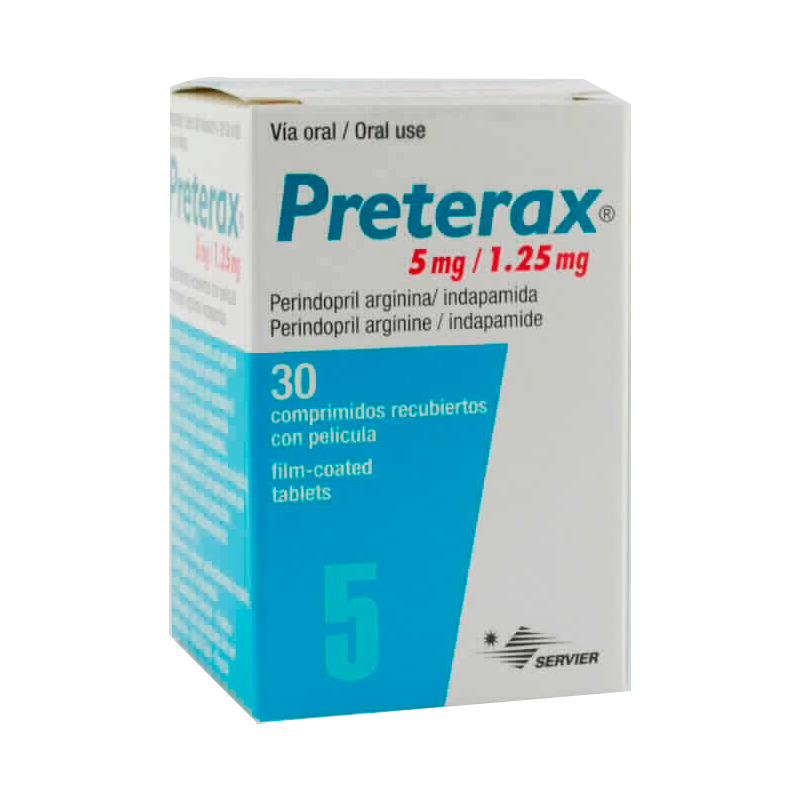 Preterax 5 mg Perindopril Arginina - Cont. 30 comprimidos recubiertos ...
