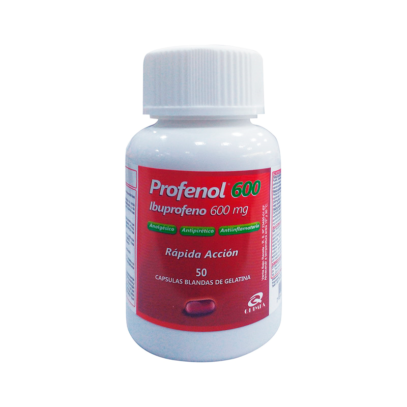 Profenol Ibuprofeno 600mg - Frasco de 50 capsulas | Punto Farma