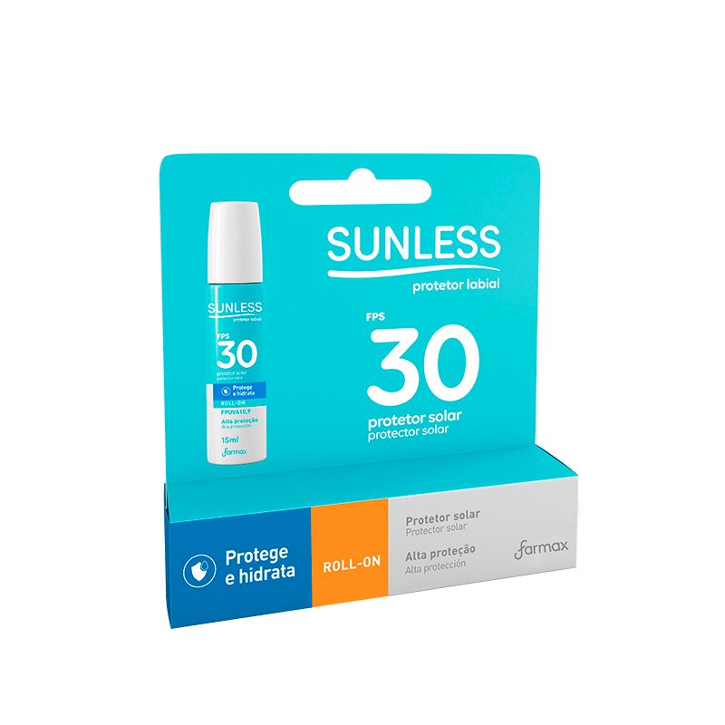Protector Solar Labial FPS 30 Roll-On Sunless Farmax - 15mL | Punto Farma