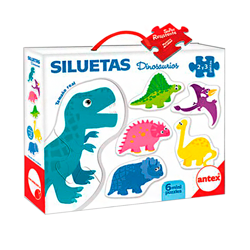 Rompecabezas Silueta de Dinosaurio Antex - Cont 6 mini puzzles | Punto ...