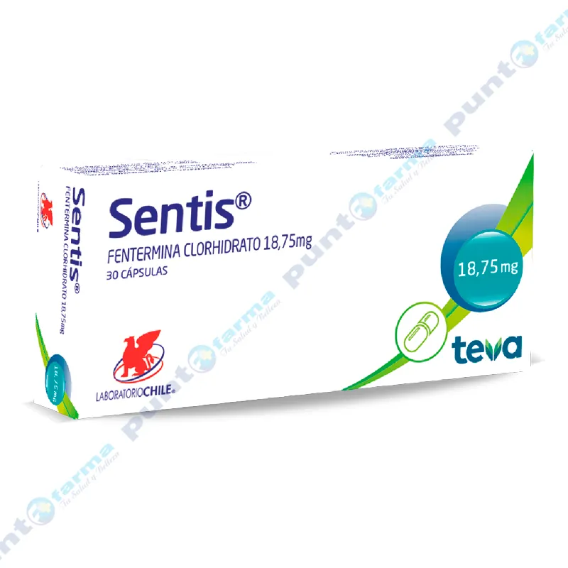 Sentis Fentermina Clorhidrato 18,75mg - Caja de 30 cápsulas | Punto Farma