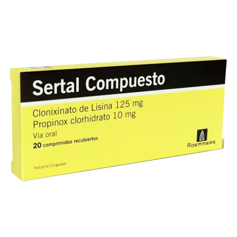 Sertal Compuesto Clonixinato de Lisina 125 mg - Caja de 20 Comprimidos ...