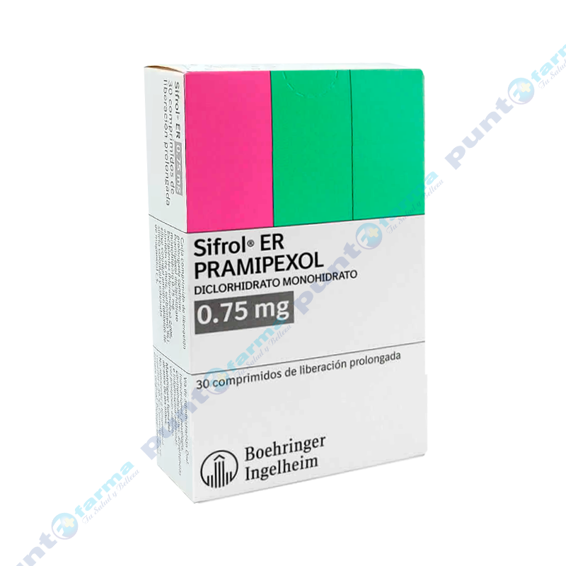 Sifrol ER Pramipexol Diclorhidrato Monohidrato 0,75 mg - Cont. 30 comprimidos de liberación ...