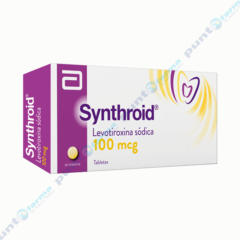 Synthroid 100 mcg Levotiroxina Sodica - Caja de 30 tabletas | Punto Farma