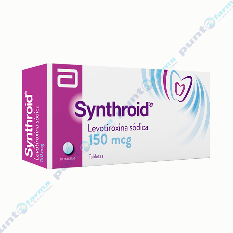 Synthroid 150 mcg Levotiroxina Sodica - Caja de 30 tabletas | Punto Farma