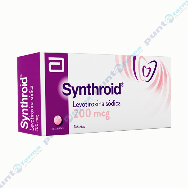 Synthroid 200 mcg Levotiroxina Sodica - Caja de 30 tabletas | Punto Farma
