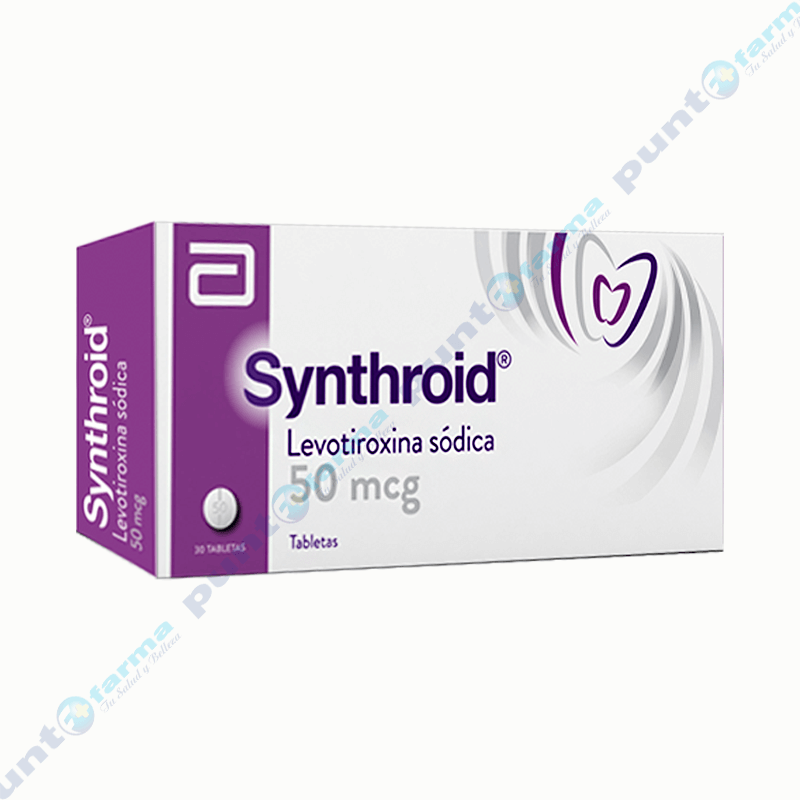 Synthroid Levotiroxina Sodica 50 mcg - Caja de 30 tabletas | Punto Farma