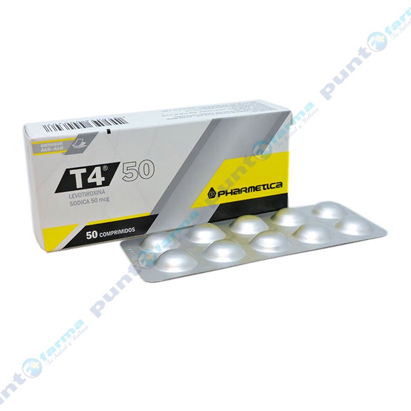 T4 50 Levotiroxina Sodica 50 mcg - Caja de 50 comprimidos | Punto Farma