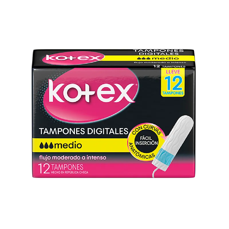 Tampones Digitales Medio Kotex - Caja de 12 unidades | Punto Farma