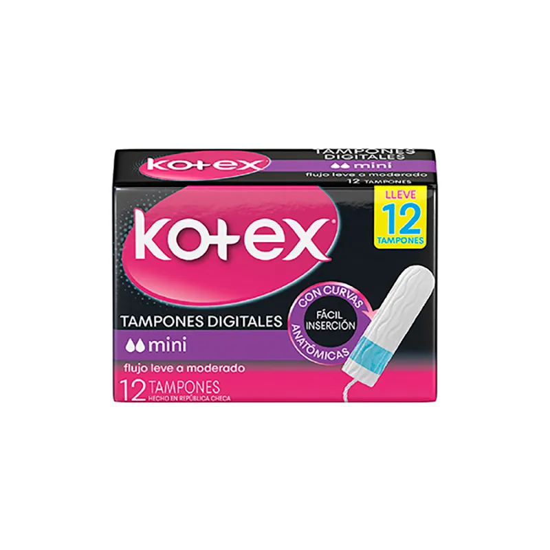 Tampones Digitales Mini Kotex - Contiene 12 unidades | Punto Farma