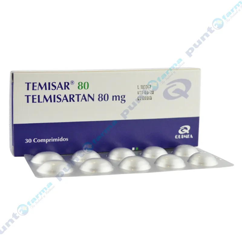 Temisar Telmisartan 80 mg - Caja de 30 comprimidos | Punto Farma