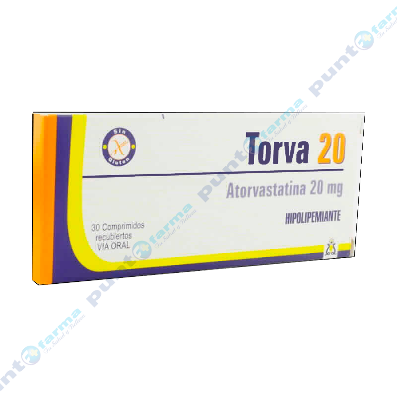 Torva 20 Atorvastatina 20mg - Caja de 30 comprimidos recubiertos ...