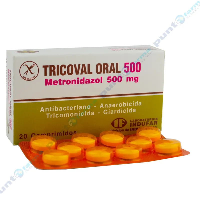 Tricoval Oral - Metronidazol 500 mg - Caja de 20 comprimidos | Punto Farma