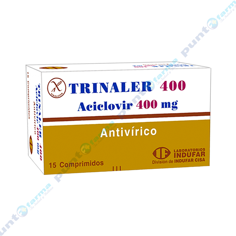 Punto Farma | Trinaler 400 Aciclovir 400 mg - Contiene 15 comprimidos.