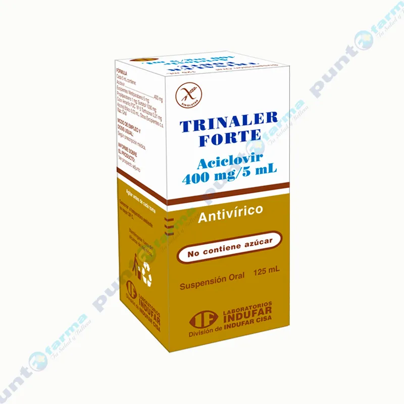 Trinaler Forte - Aciclovir 400 mg/5 mL - Suspensión oral frasco de 125 mL | Punto Farma