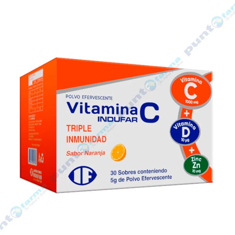 Vitamina C Triple Inmunidad Sabor Naranja - Caja de 30 sobres | Punto Farma