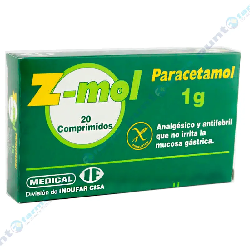 Z-mol 1g Paracetamol - Contiene 20 comprimidos. | Punto Farma