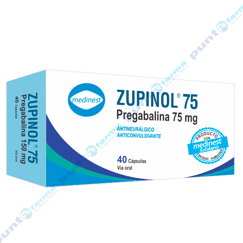 Zupinol 75 Pregabalina 75 mg - Cont. 40 cápsulas | Punto Farma
